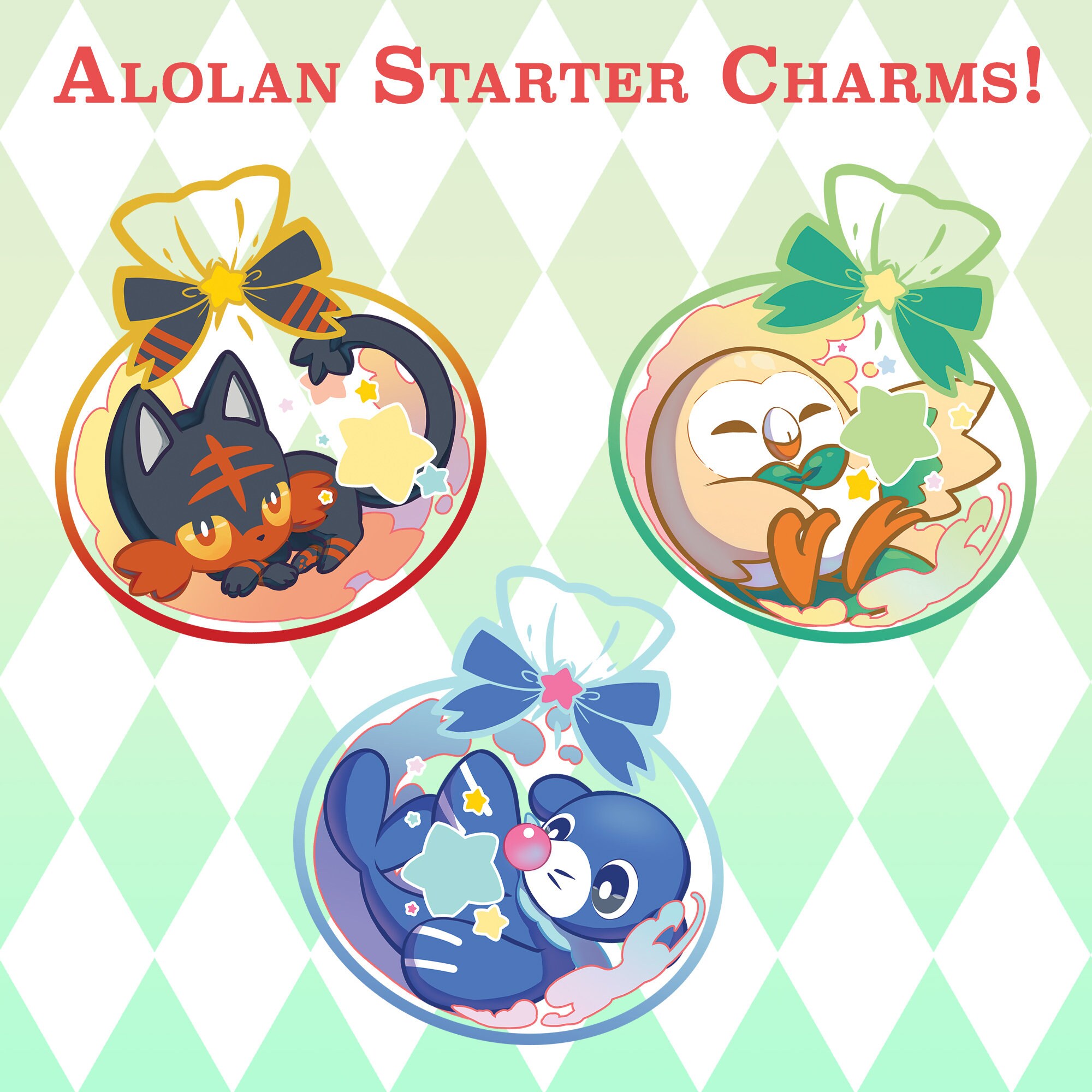2.5-inch Alolan Pokemon Starter Acrylic Charm | Etsy