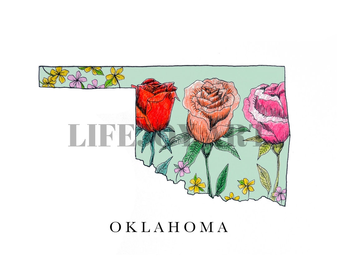 OKLAHOMA Ink Illustration Print 5x7 8x10 - Etsy