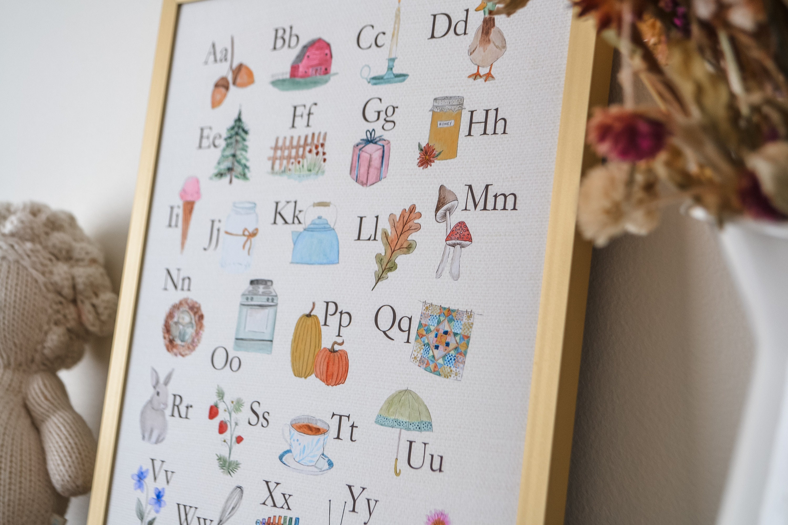Watercolor Alphabet Poster: Educational ABC Chart, Playroom Decor (8x10 ...