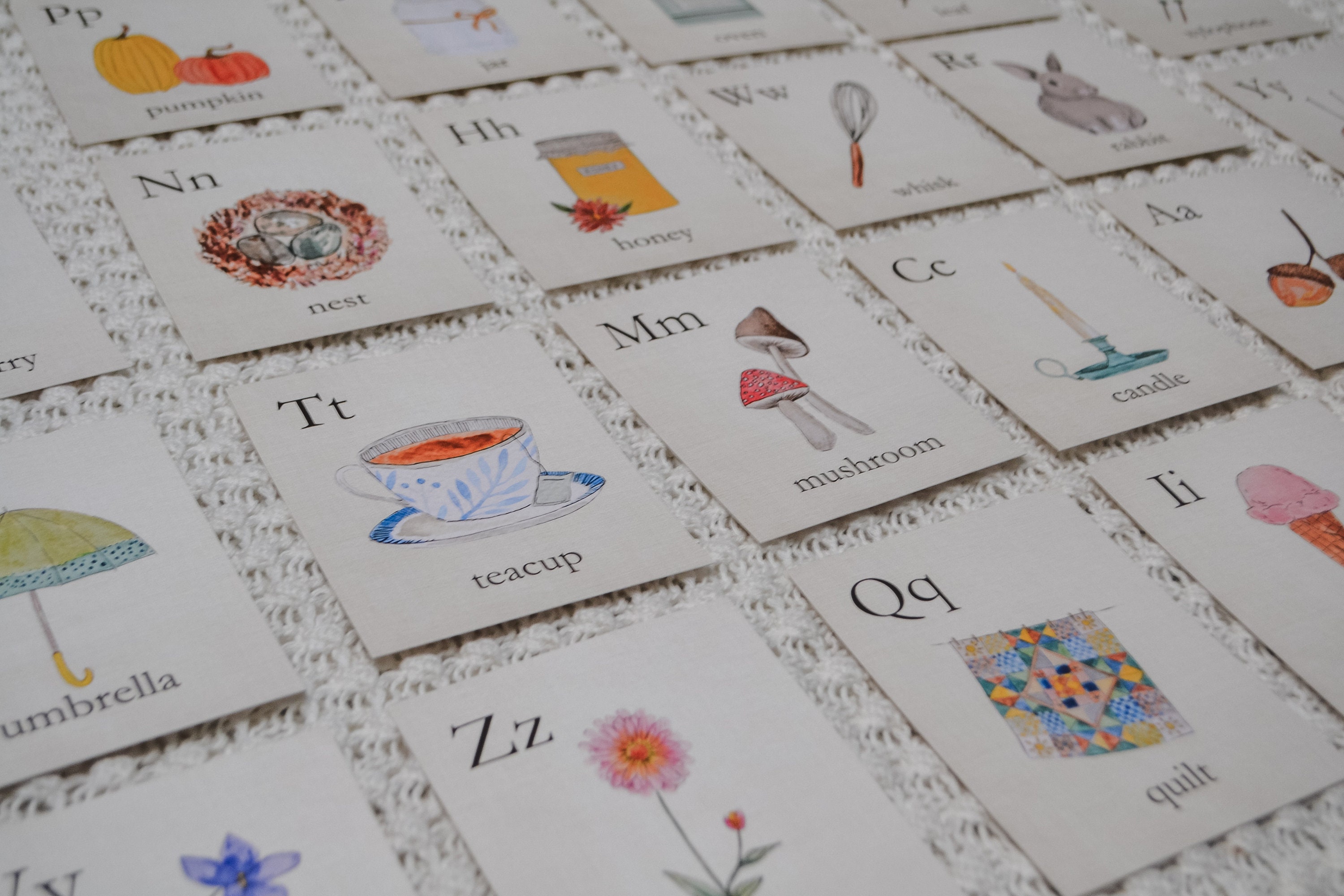 Alphabet Flashcards Educational Alphabet Flashcards Watercolour ...