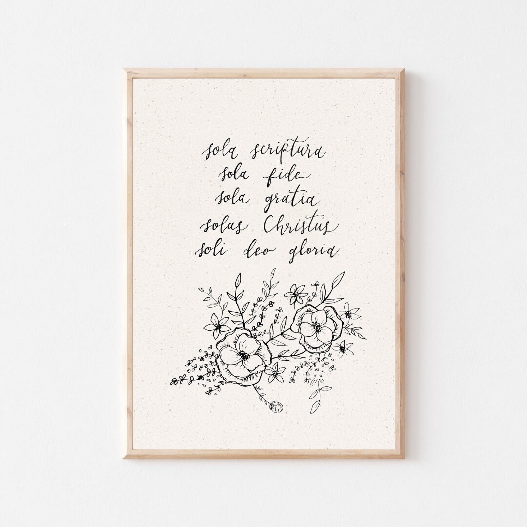 The 5 Solas Handmade Calligraphy Print 8x10 printed on - Etsy