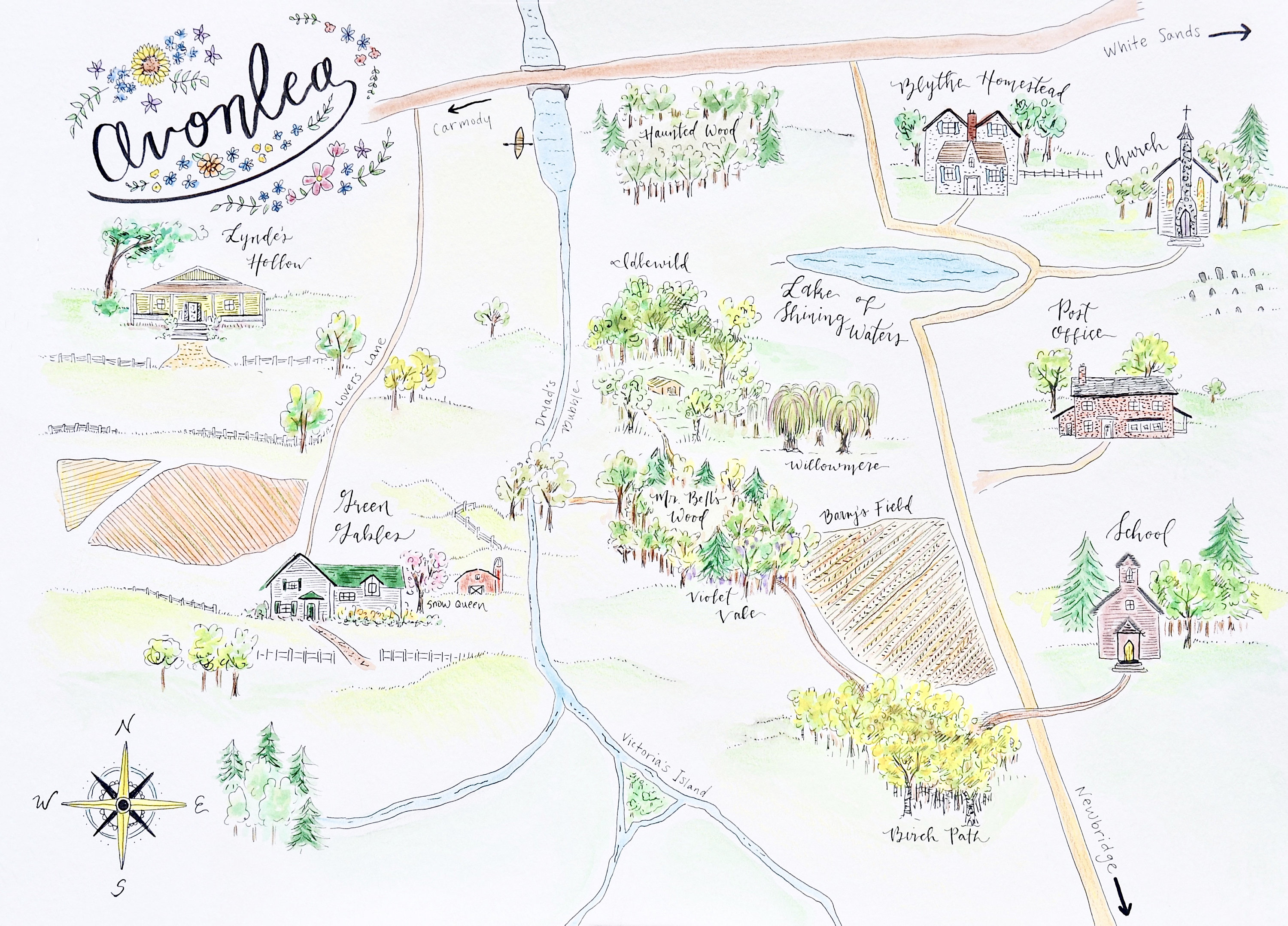 Avonlea Map anne of Green Gables Watercolour Print 8x10 - Etsy Canada