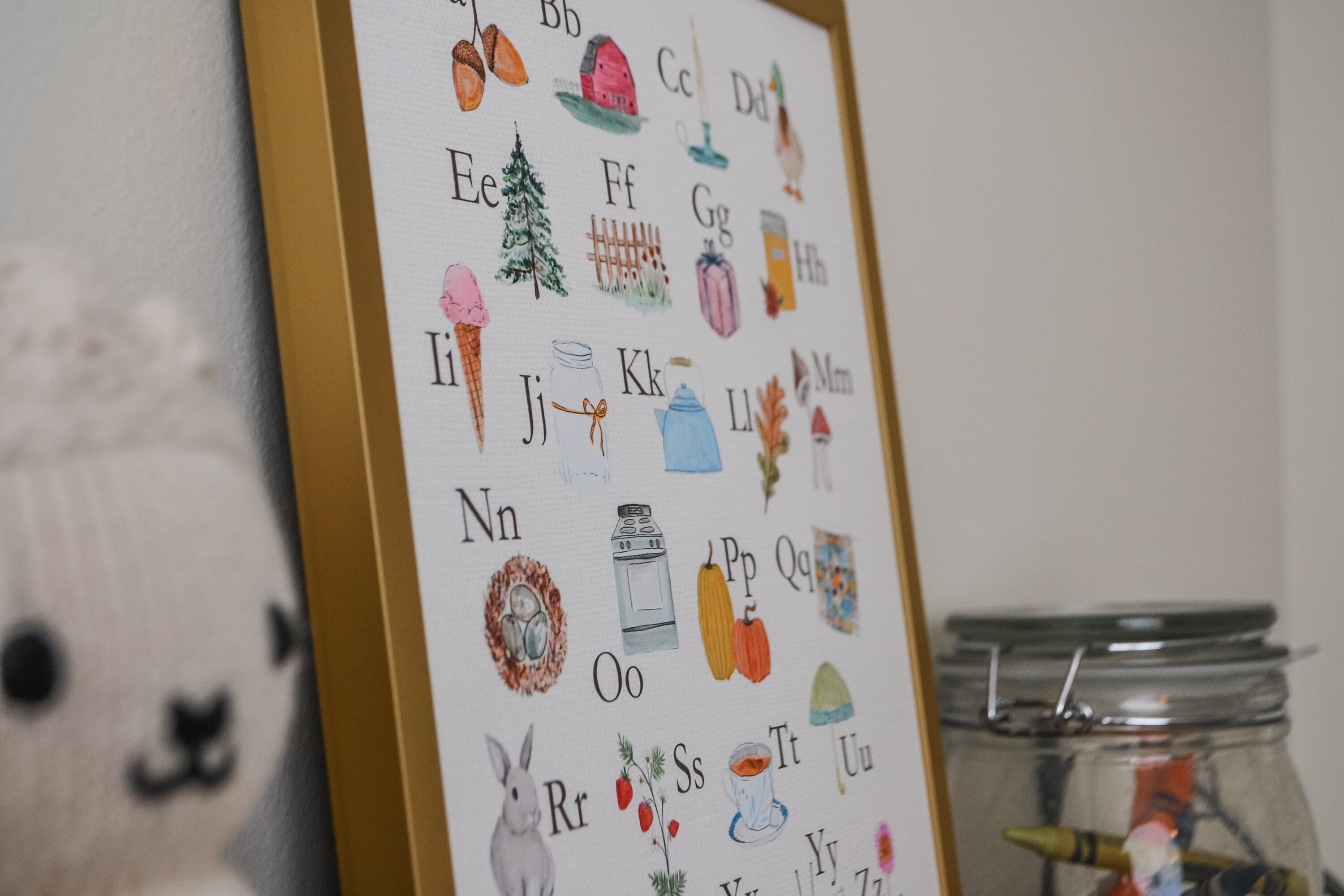 Watercolor Alphabet Poster: Educational ABC Chart, Playroom Decor (8x10 ...