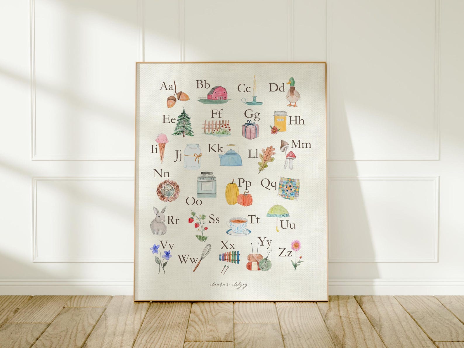 Watercolor Alphabet Poster: Educational ABC Chart, Playroom Decor (8x10 ...