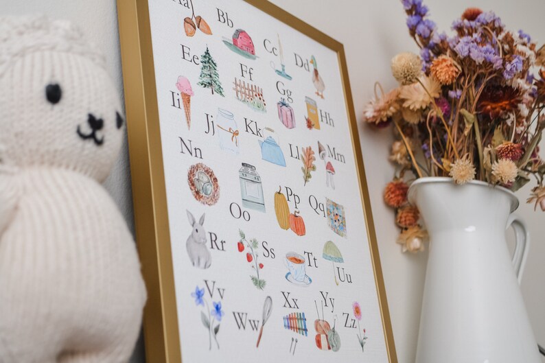 Watercolor Alphabet Poster: Educational ABC Chart, Playroom Decor (8x10 ...