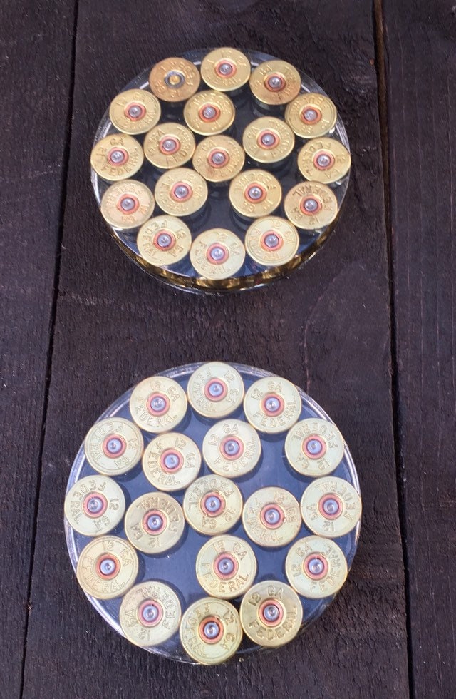 Rustic Handmade Brass Shotgun Shell Coaster Set - Etsy