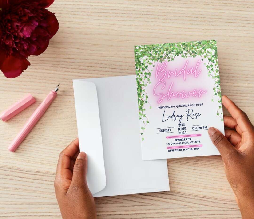 Neon Bridal Shower Invitation - Etsy