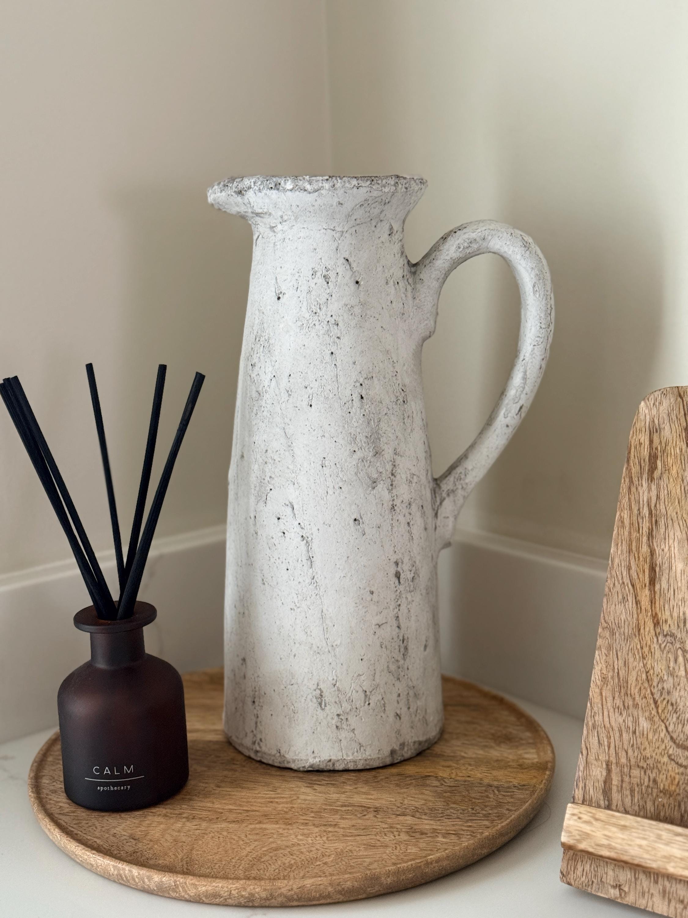 Tall Rustic Stone Jug Vase – Distressed Grey Concrete Effect With ...