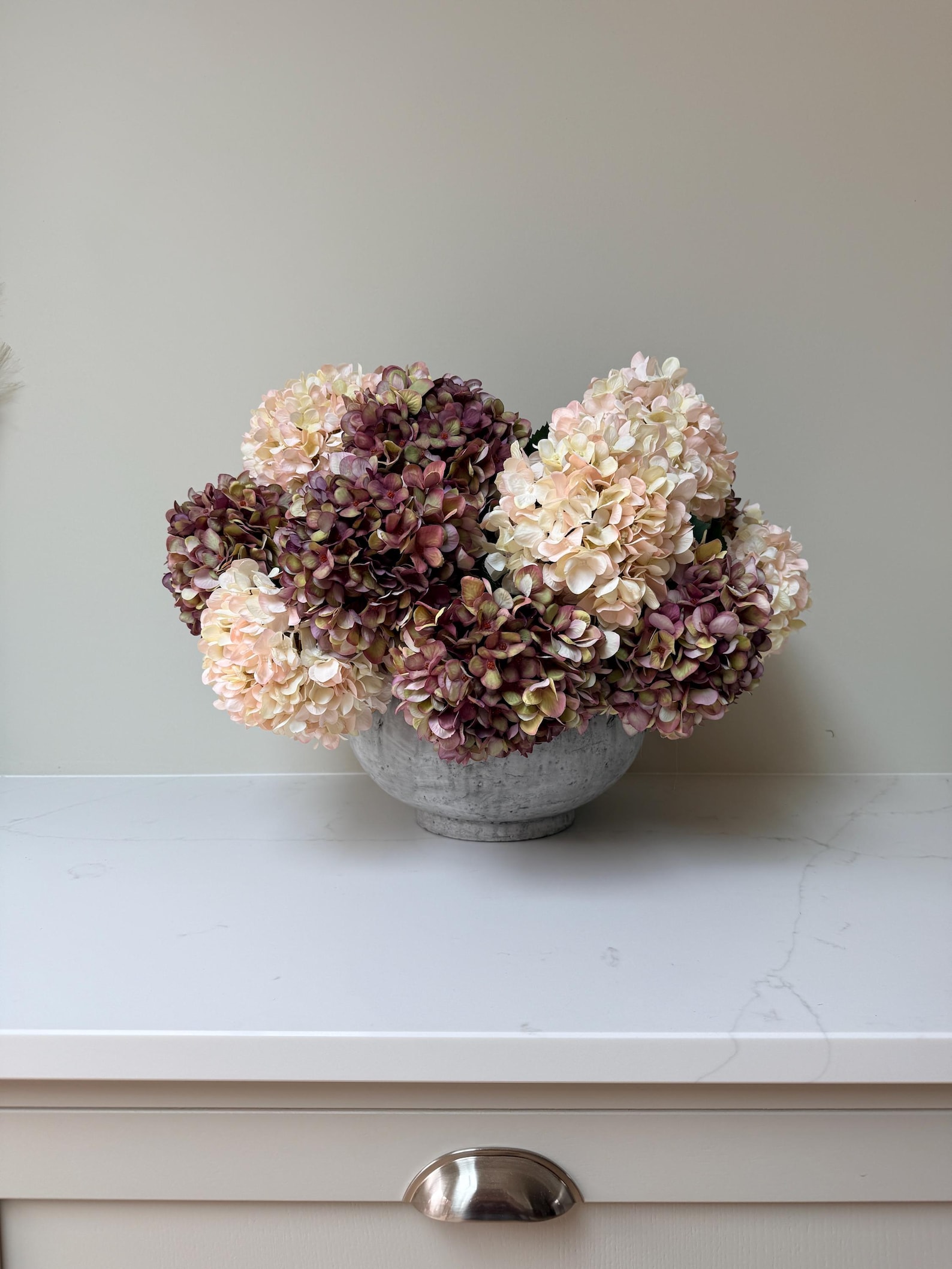 Burgundy Luxury Preserved Faux Hydrangea Single Stem – Real-touch Silk ...