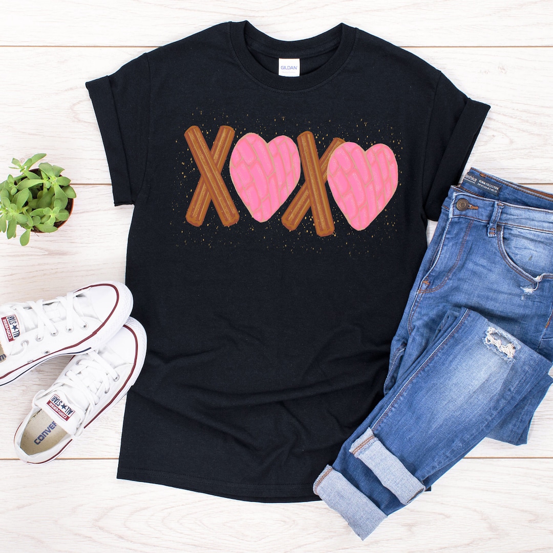 Womens Churros Y Conchas Funny Cute Valentine's Shirt Spanish Pun ...