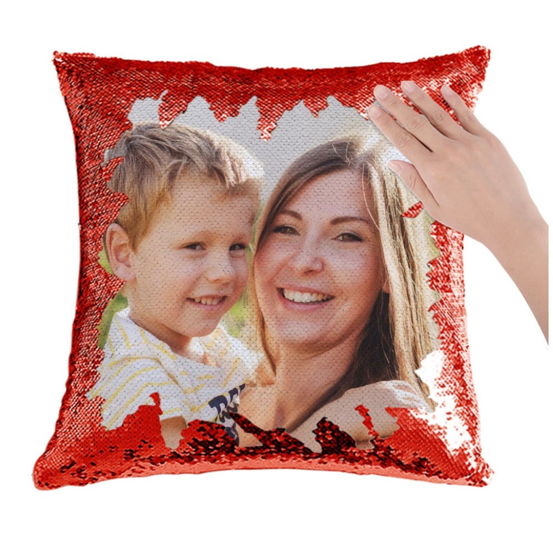 Custom Personalized Photo Multicolor Sequins Pillowcase 1 Side Printing ...