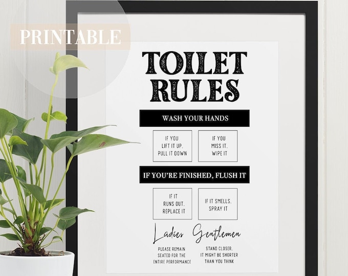 Witty Bathroom/toilet Rules Instant Download Printable Wall Poster ...