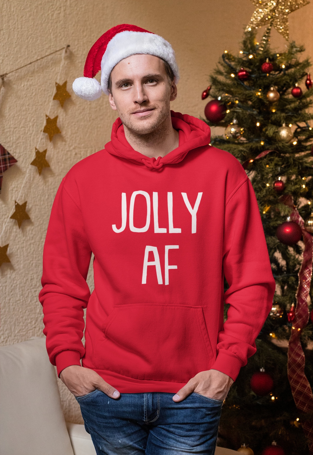 Jolly AF Holiday Hoodie Holiday Sweatshirt Christmas Hoodie Christmas ...