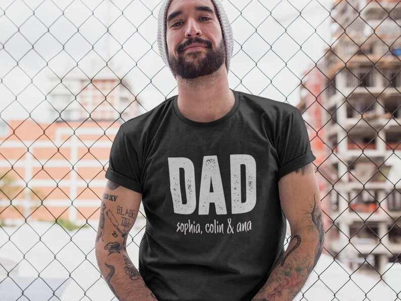 Personalized Dad Shirt With Kids Names Custom Dad Shirt - Etsy