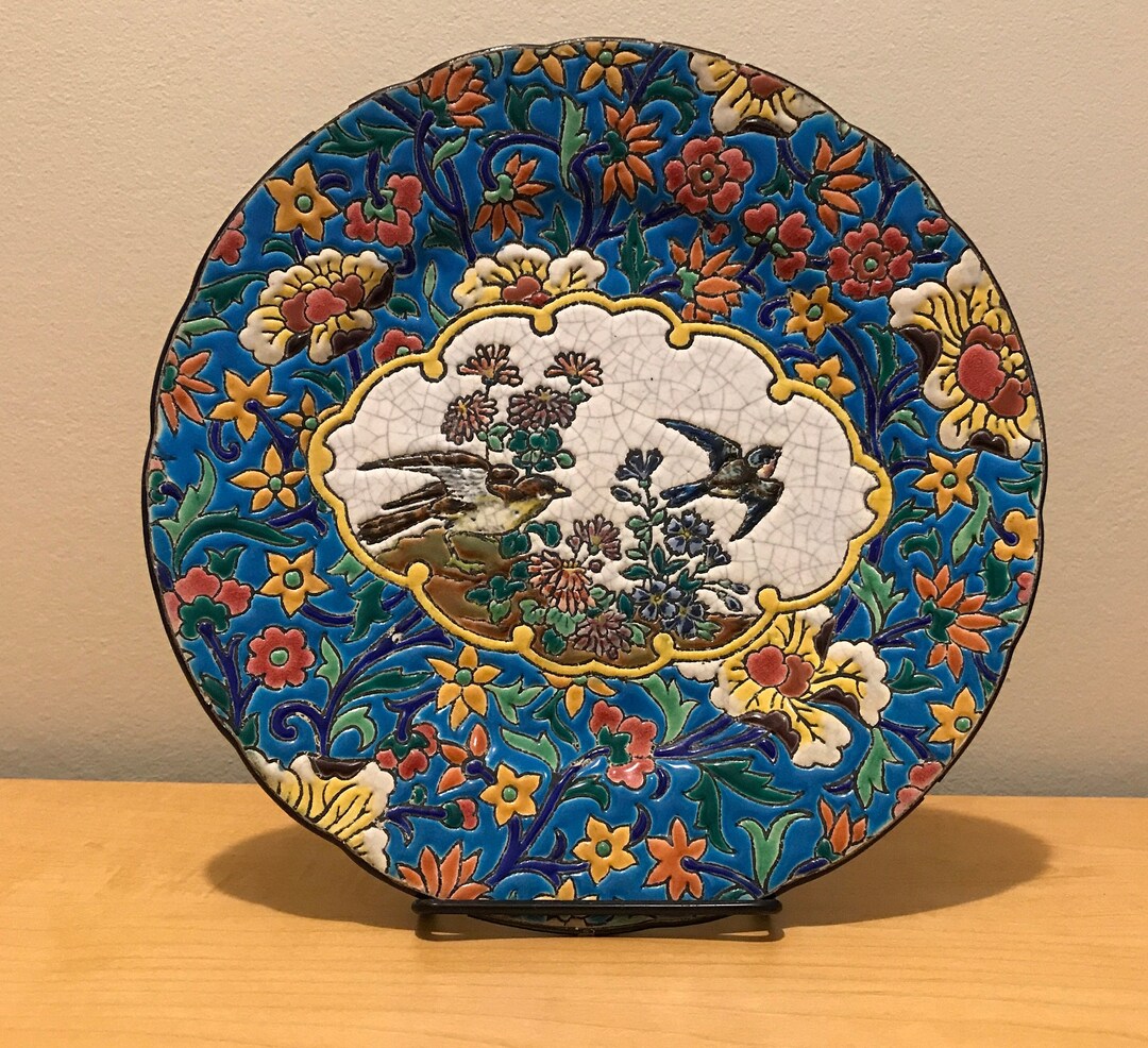 Longwy France Ceramic Plate Bird and Floral 9" Ca.1920 - Etsy