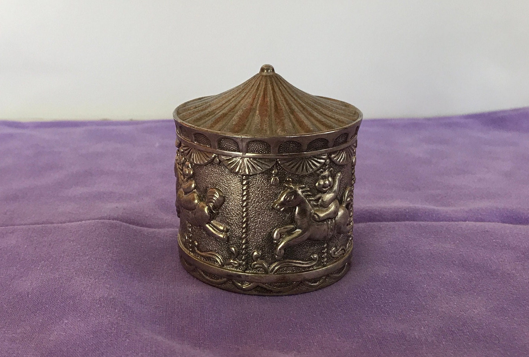 Bank Silver Plated Carousel Bank Vintage Horses and Bears - Etsy