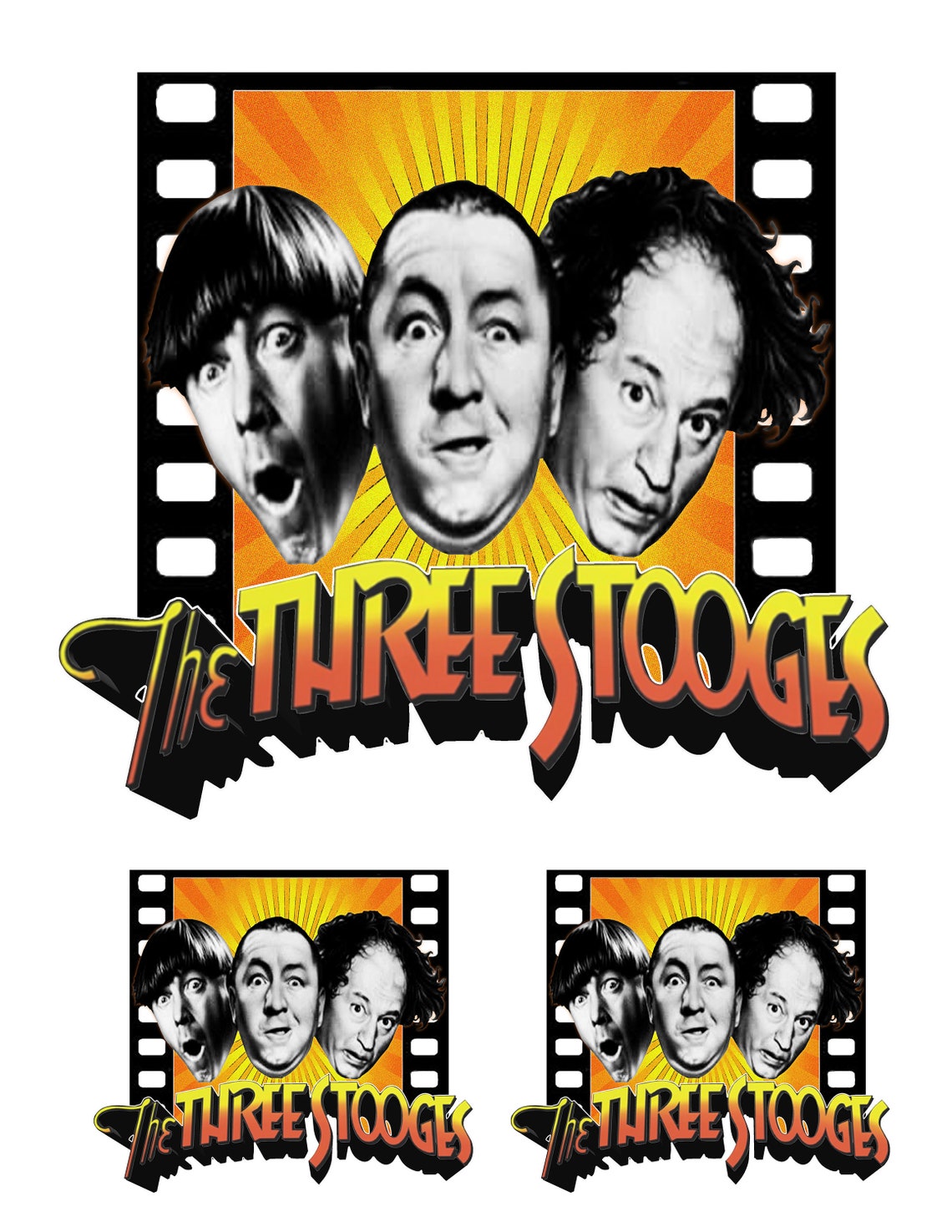 STICKERS Three Stooges Decals 7" and Pair of 3" - Etsy