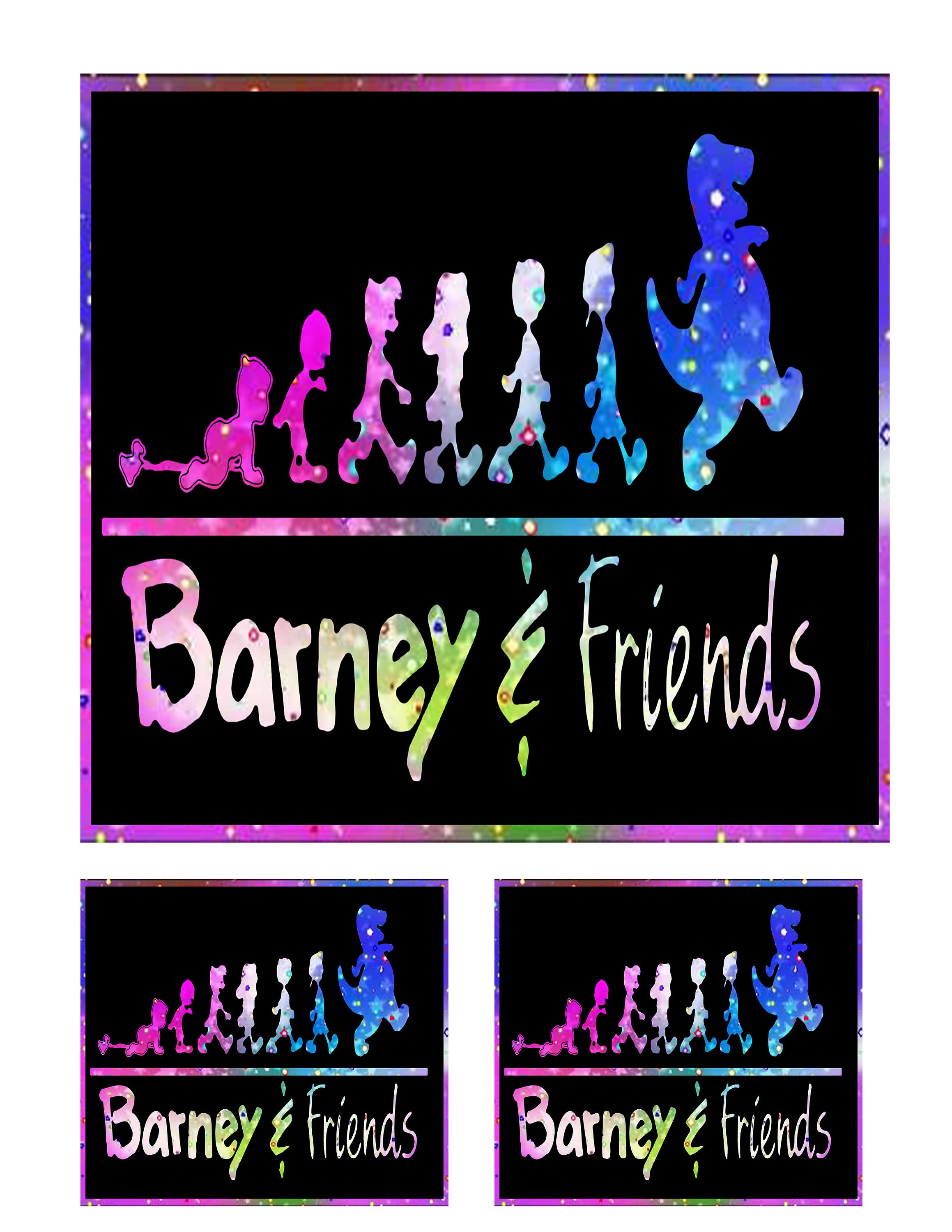 STICKERS Barney Star Decals 7" and Pair of 3" - Etsy