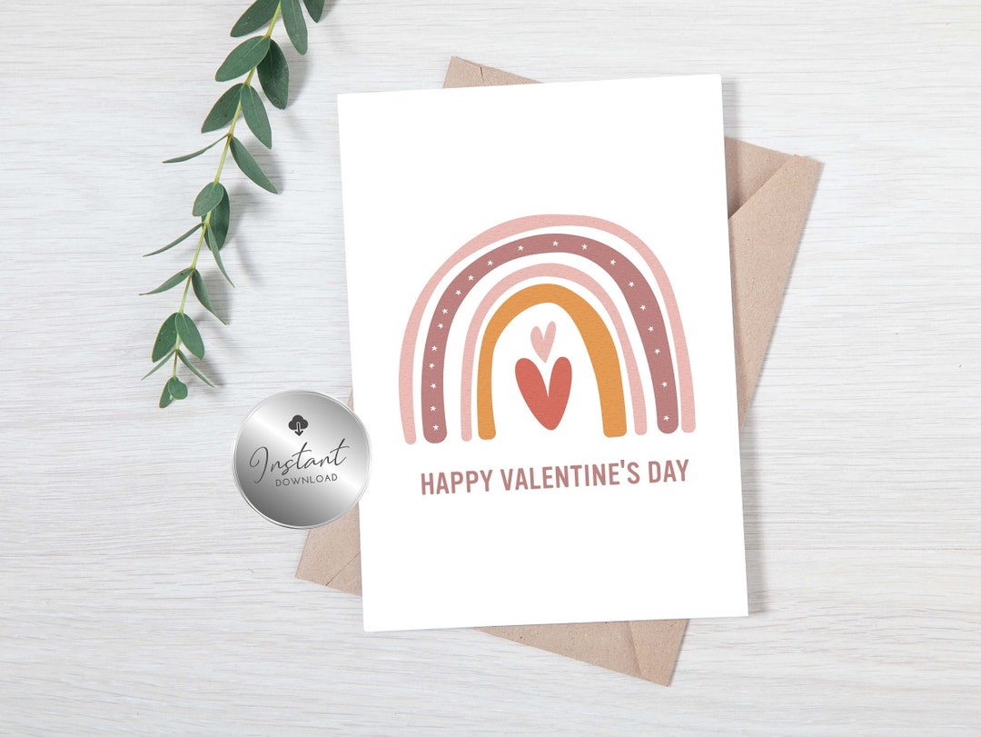 Valentine's Day Card, Printable Cards for Her, Rainbow Card, Romantic ...
