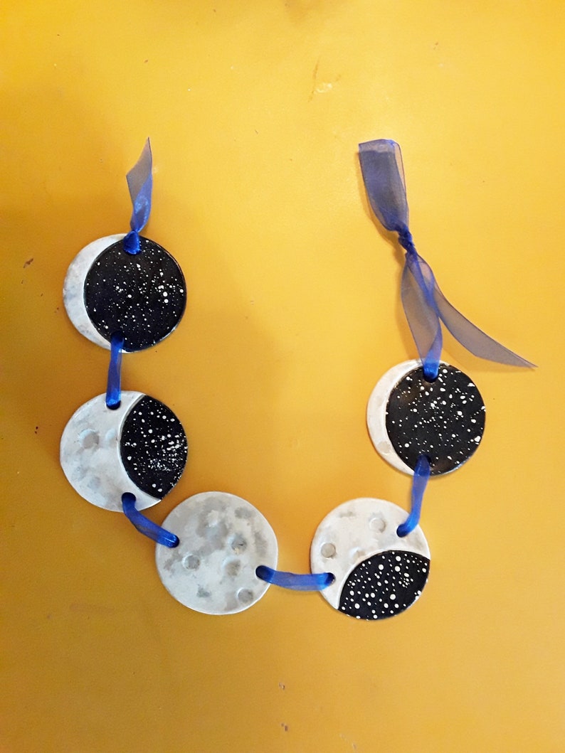 Moon Phase Wall Hanging, Handmade Moon Phase, Clay Moons, Clay Wall ...