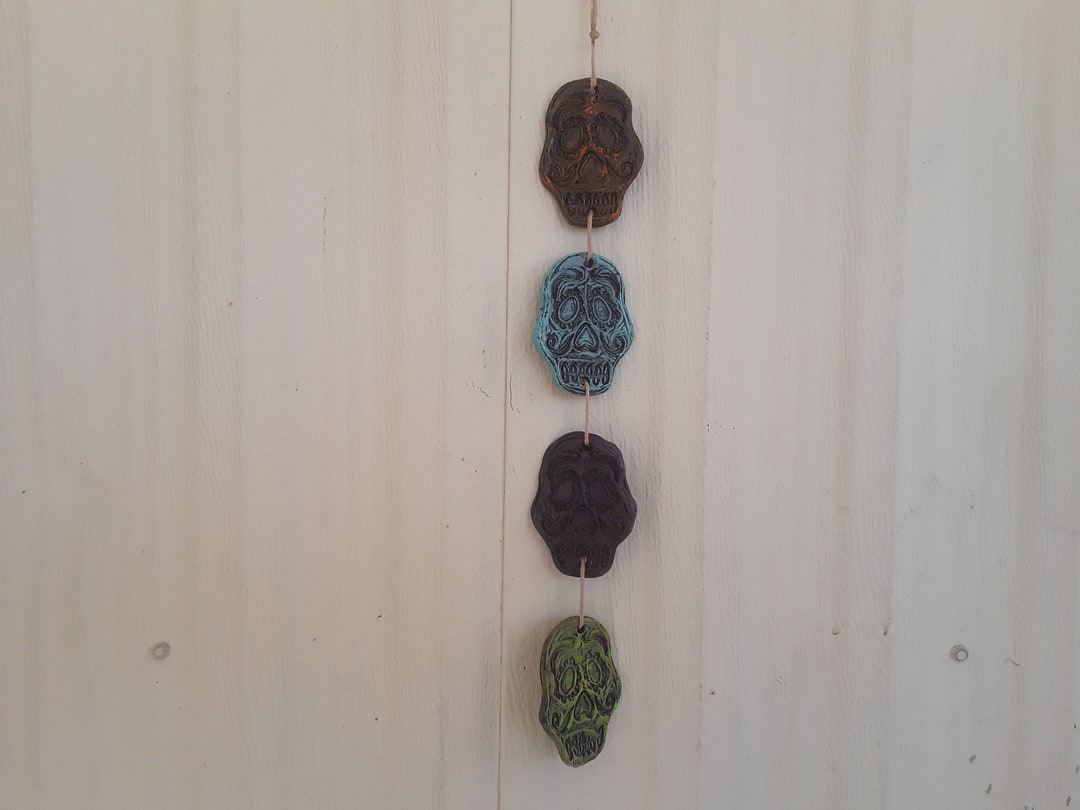 Skull Wall Hanging, Clay Skulls, Clay Wall Hanging, Air Dry Clay - Etsy
