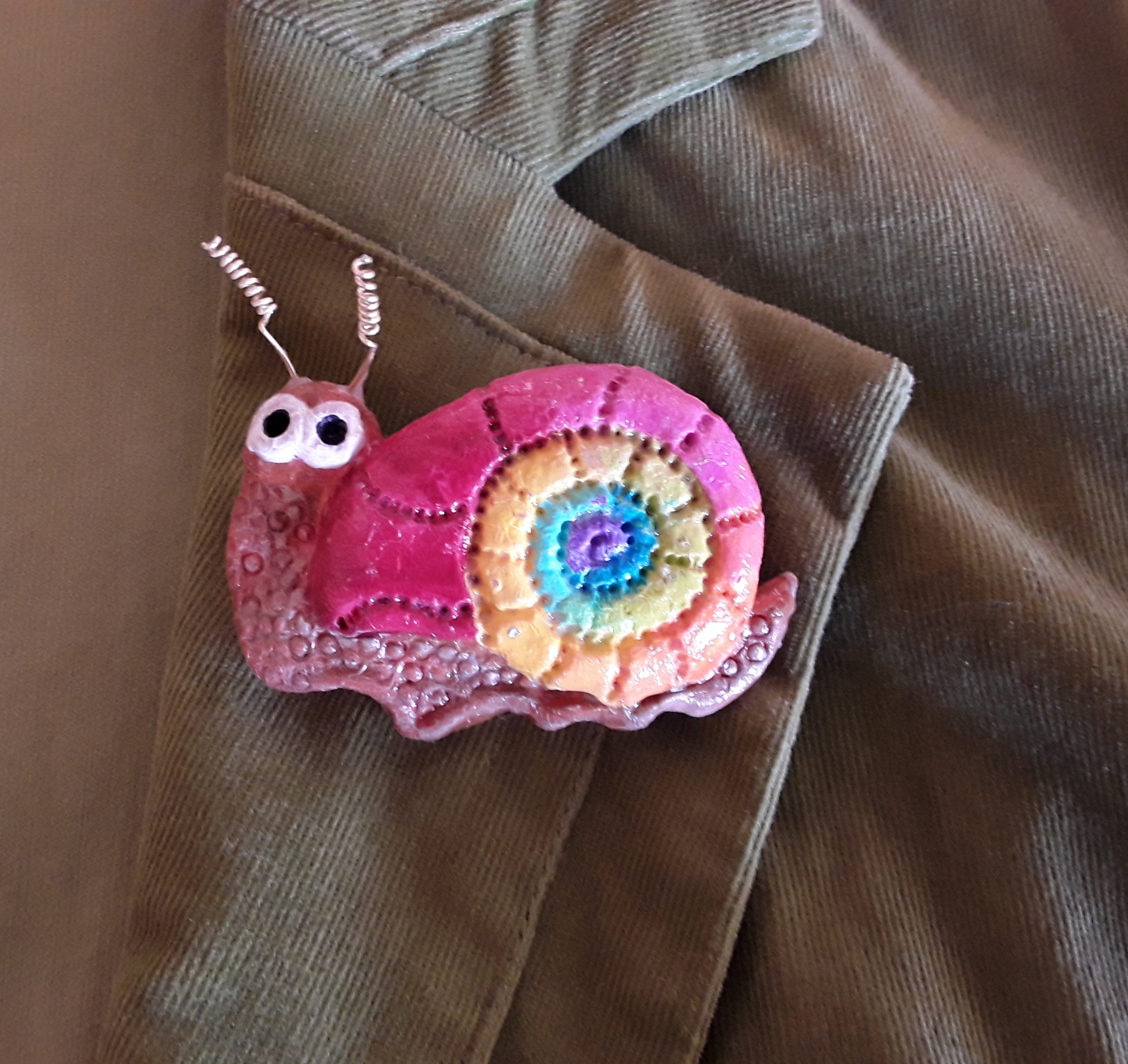 Snail Pin, Caly Pin, Character Pin, Handcrafted Pin, Polymer Clay ...