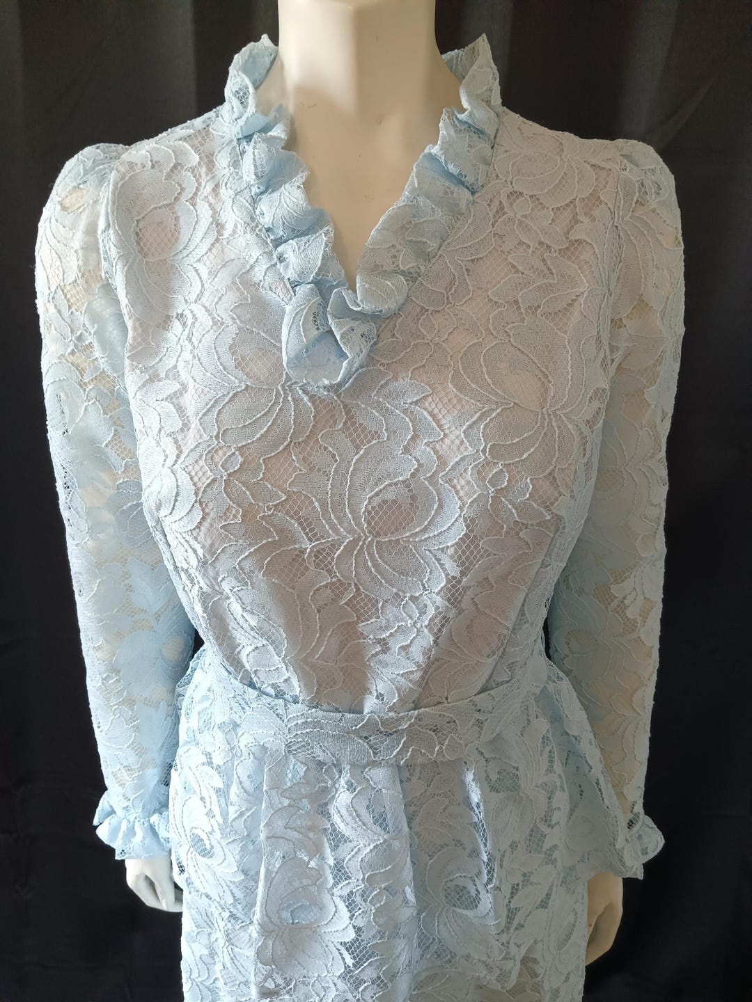 Vintage Powder Blue Lace Peplum Tea Dress - Etsy