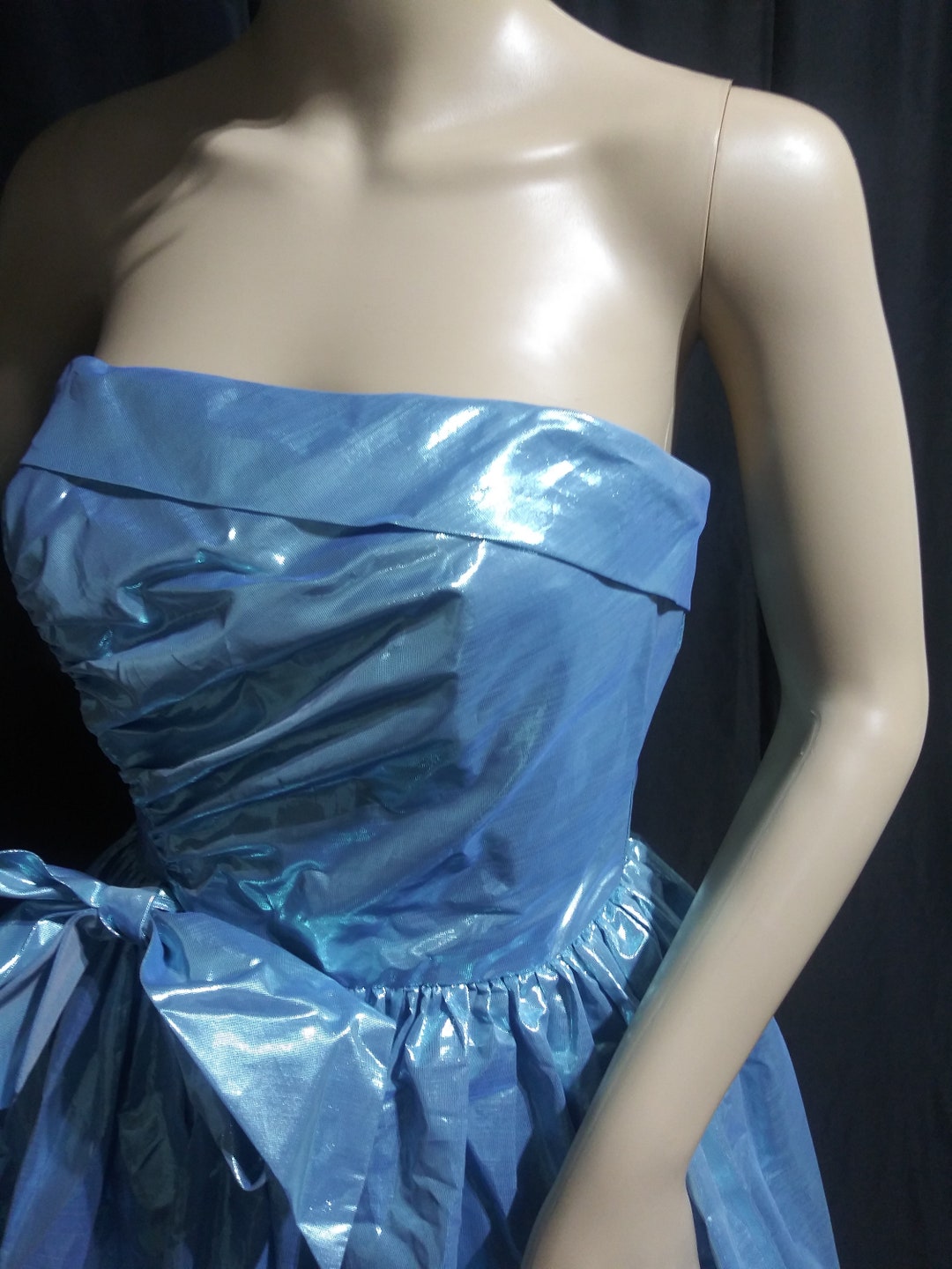 Vintage Metallic Blue Gown - Etsy