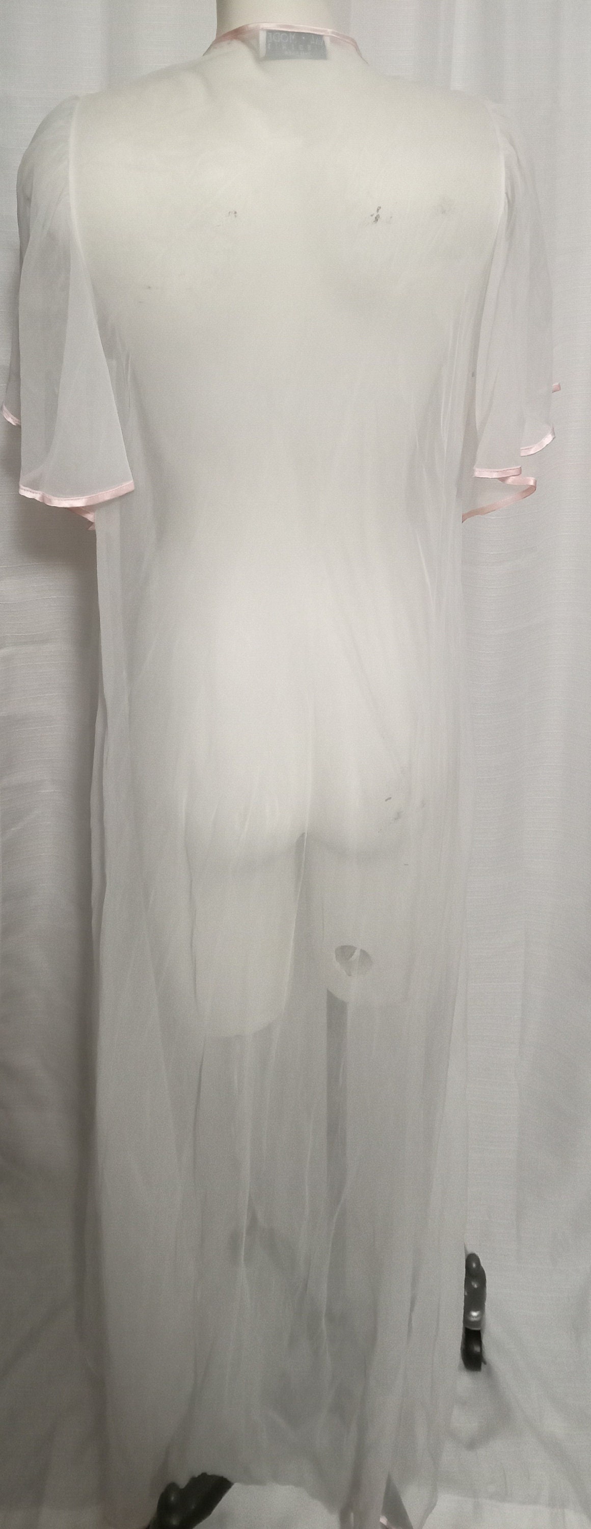 Vintage Sheer White Robe With Pink Flower Buds - Etsy