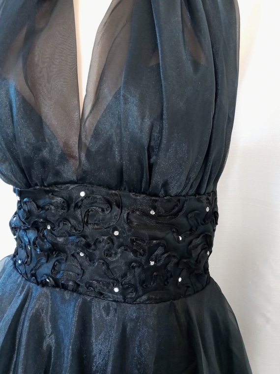 Vintage black halter prom dress with rhinestones - Gem