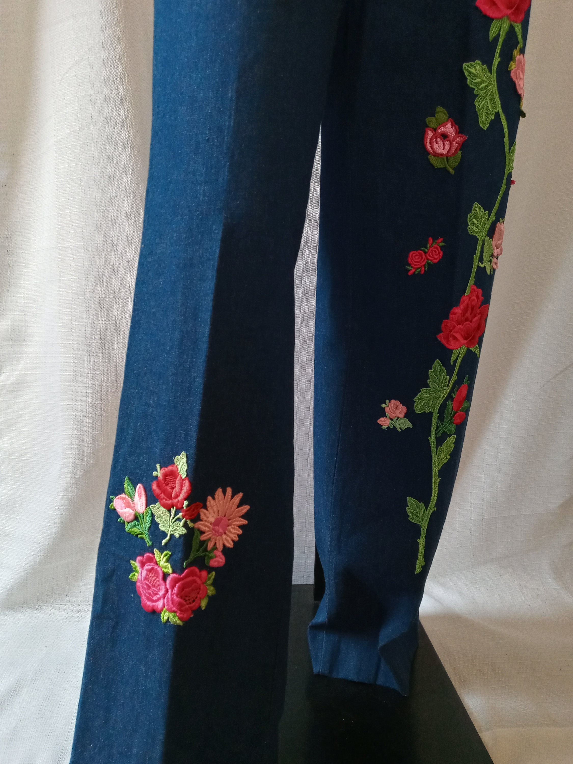 Vintage Blue Jeans With Embroidery - Etsy