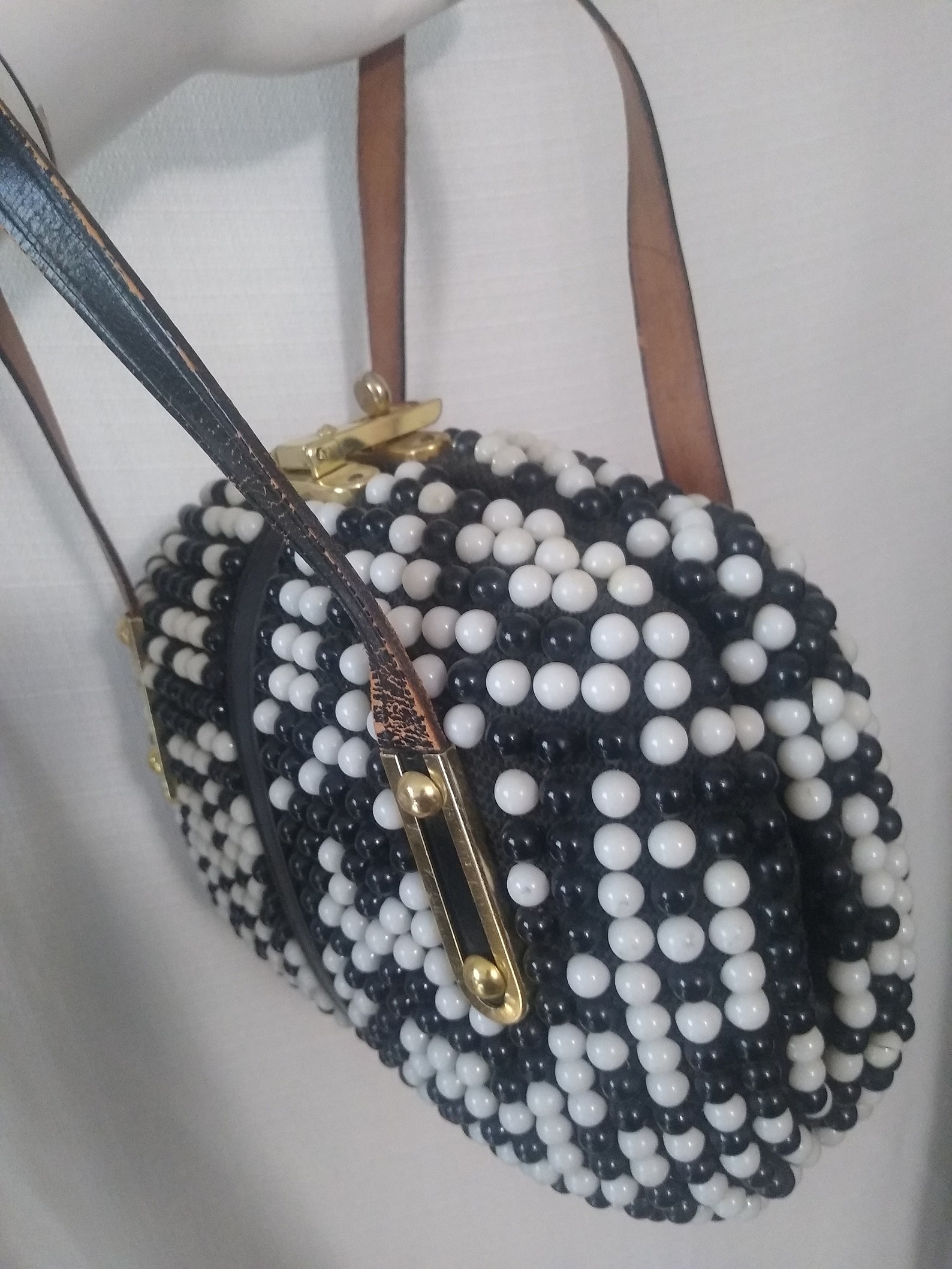 Vintage Black and White Bump Purse - Etsy