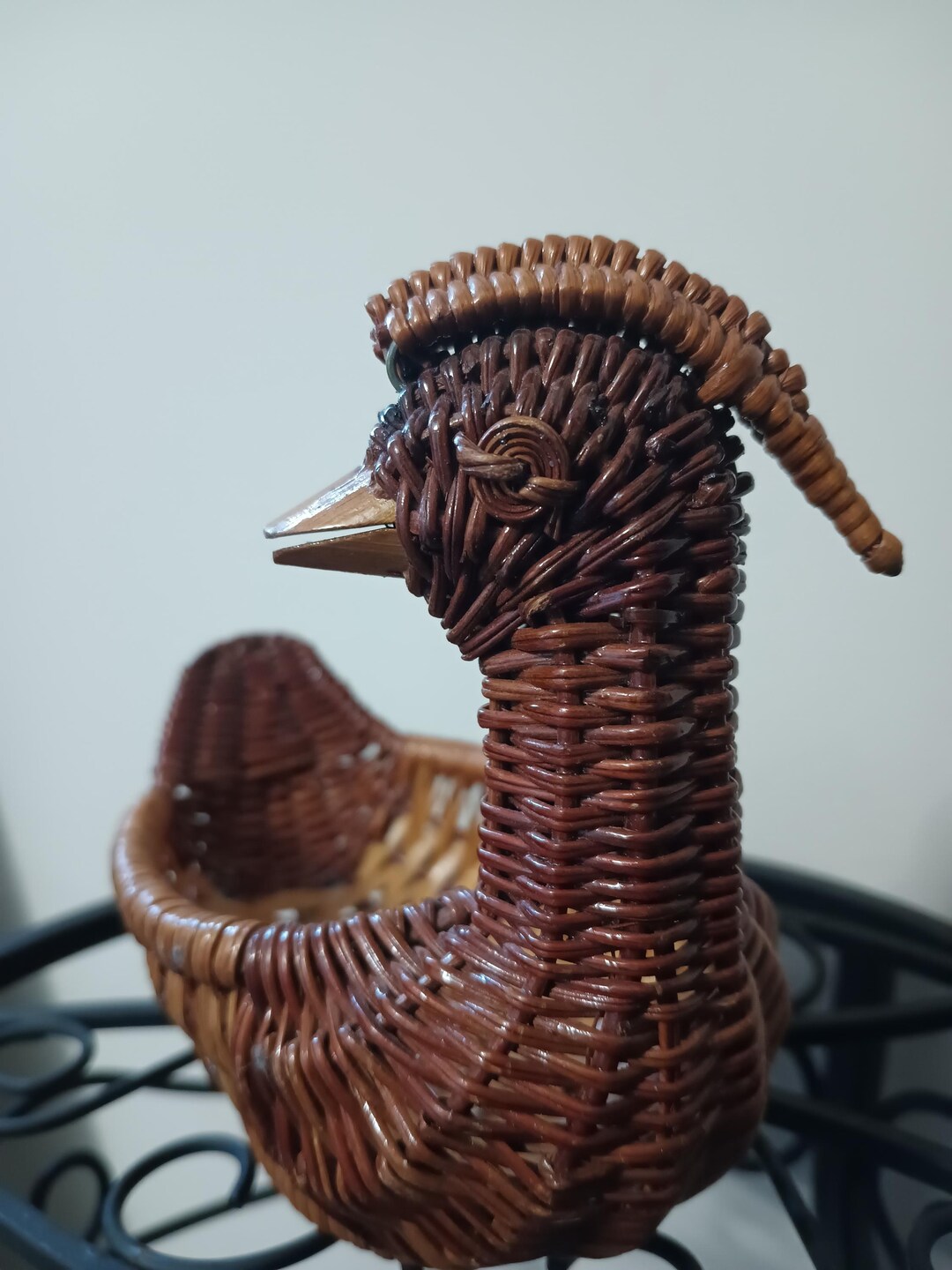 Vintage Brown Wicker Mallard Duck - Etsy