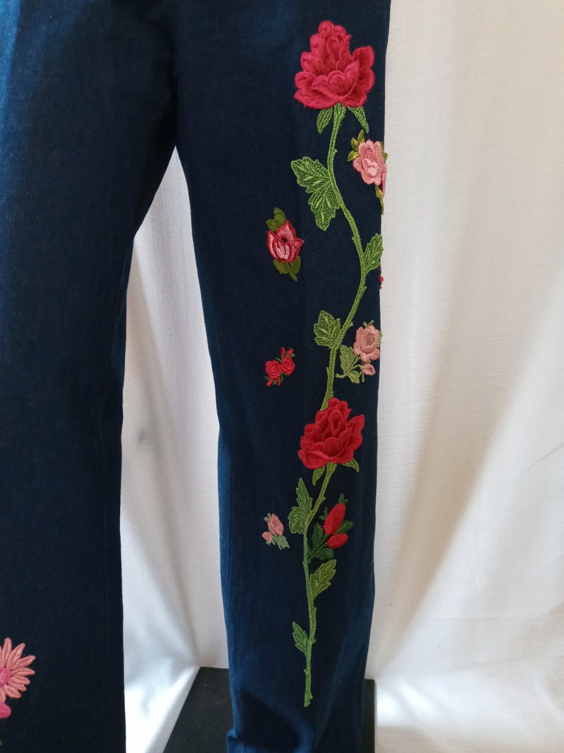 Vintage Blue Jeans With Embroidery - Etsy