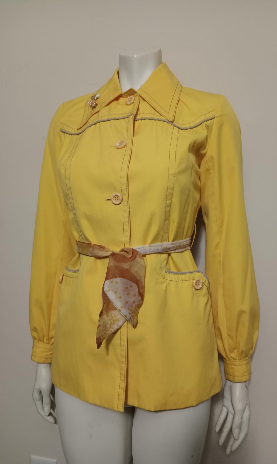 Vintage Yellow Jacket With Grey Trim - Etsy