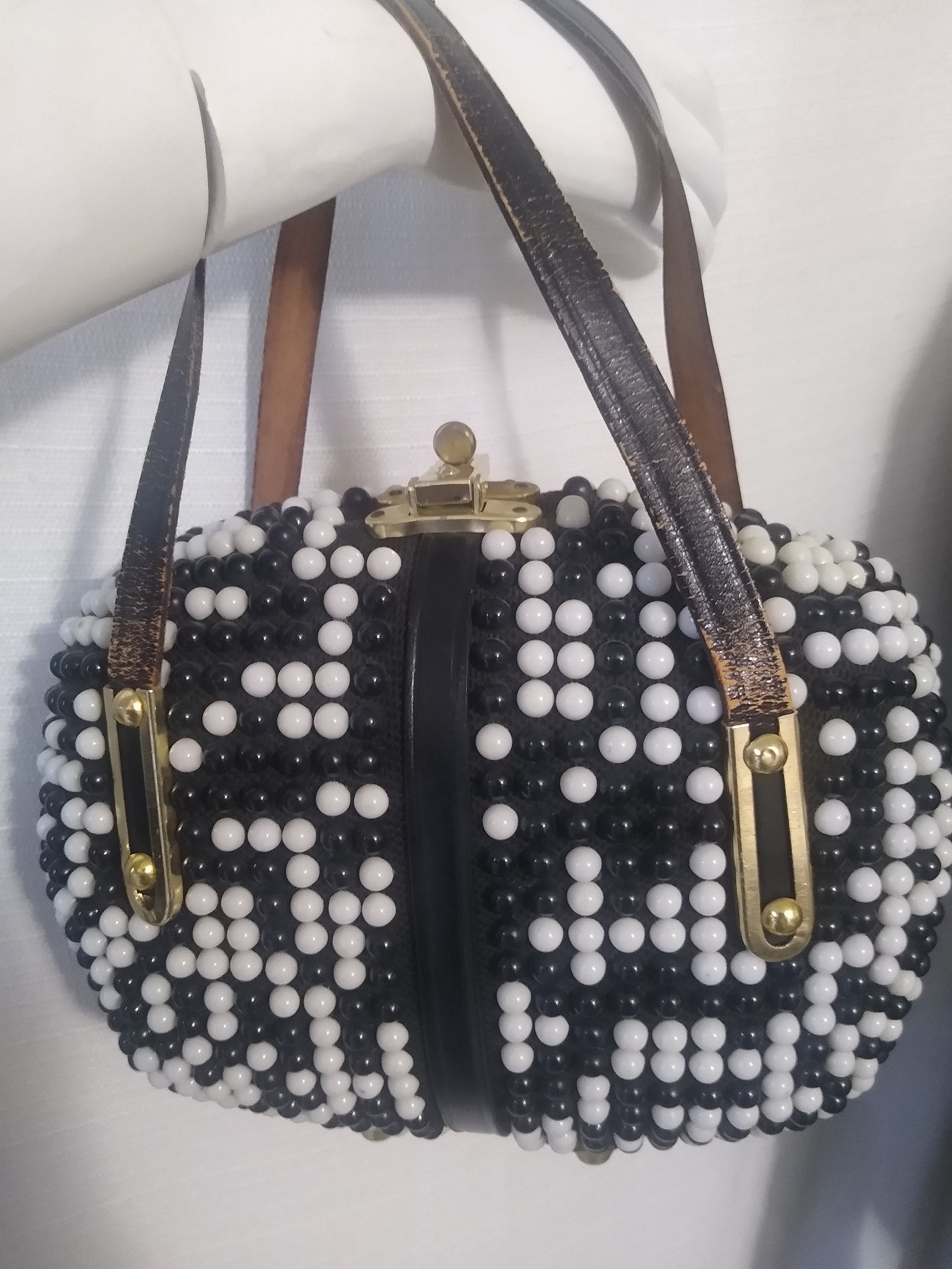 Vintage Black and White Bump Purse - Etsy