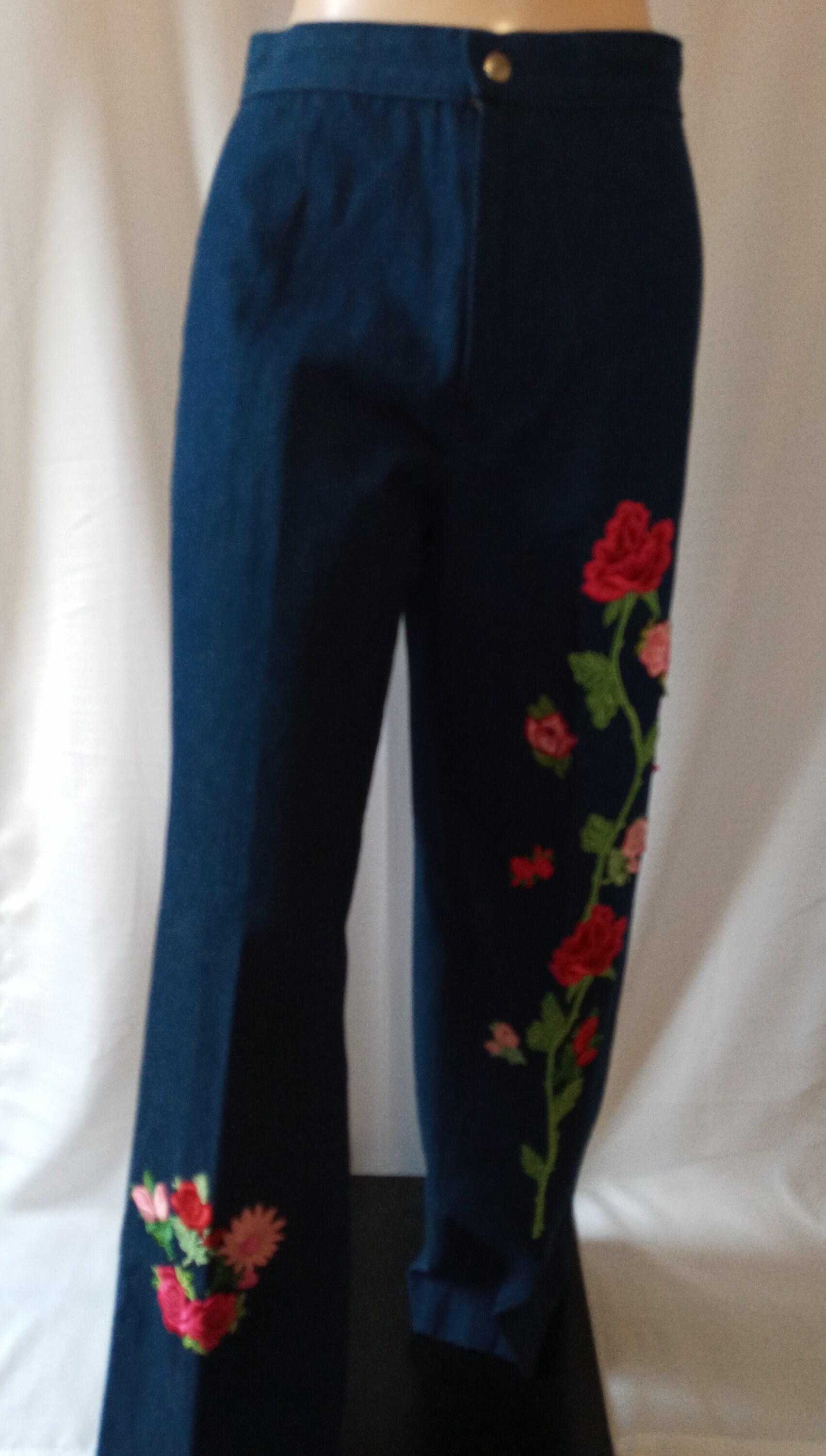 Vintage Blue Jeans With Embroidery - Etsy