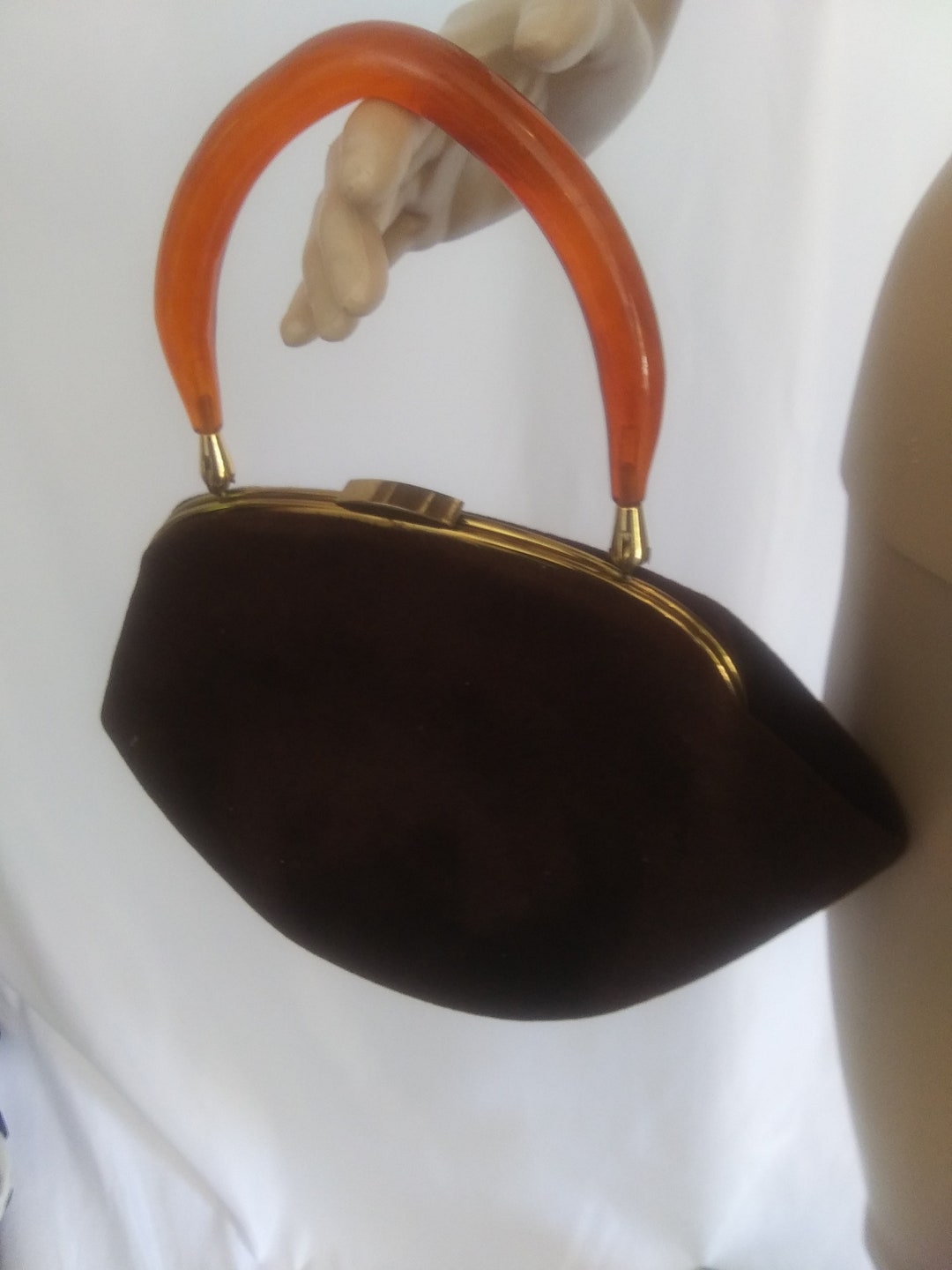 Vintage Brown Round Handbag - Etsy