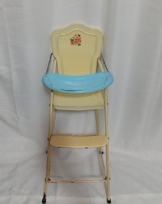 Vintage Yellow Toy Highchair - Etsy
