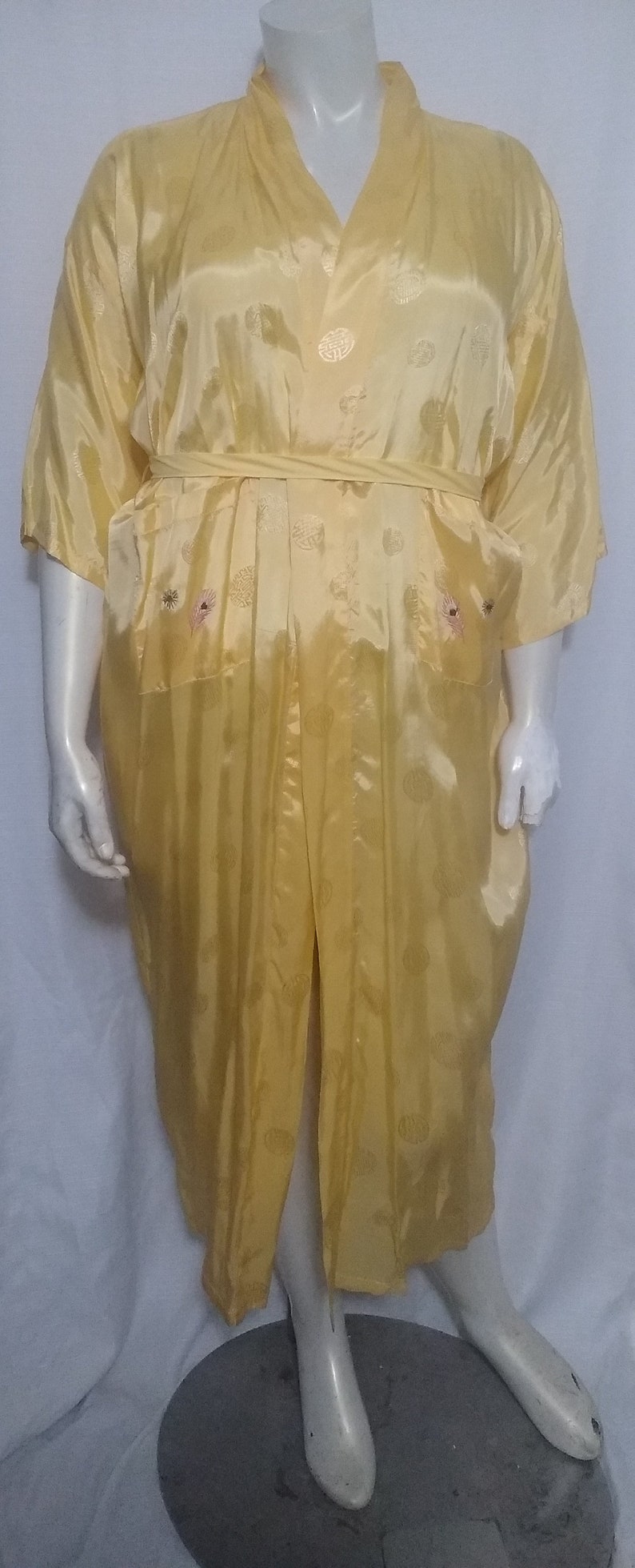 Vintage Golden Yellow Asian Style Robe - Etsy