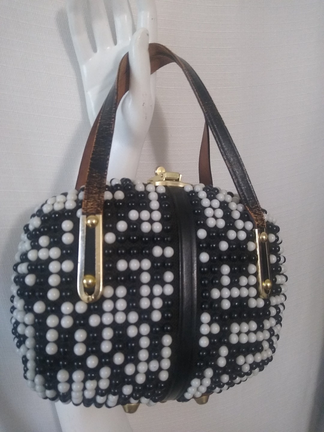 Vintage Black and White Bump Purse - Etsy