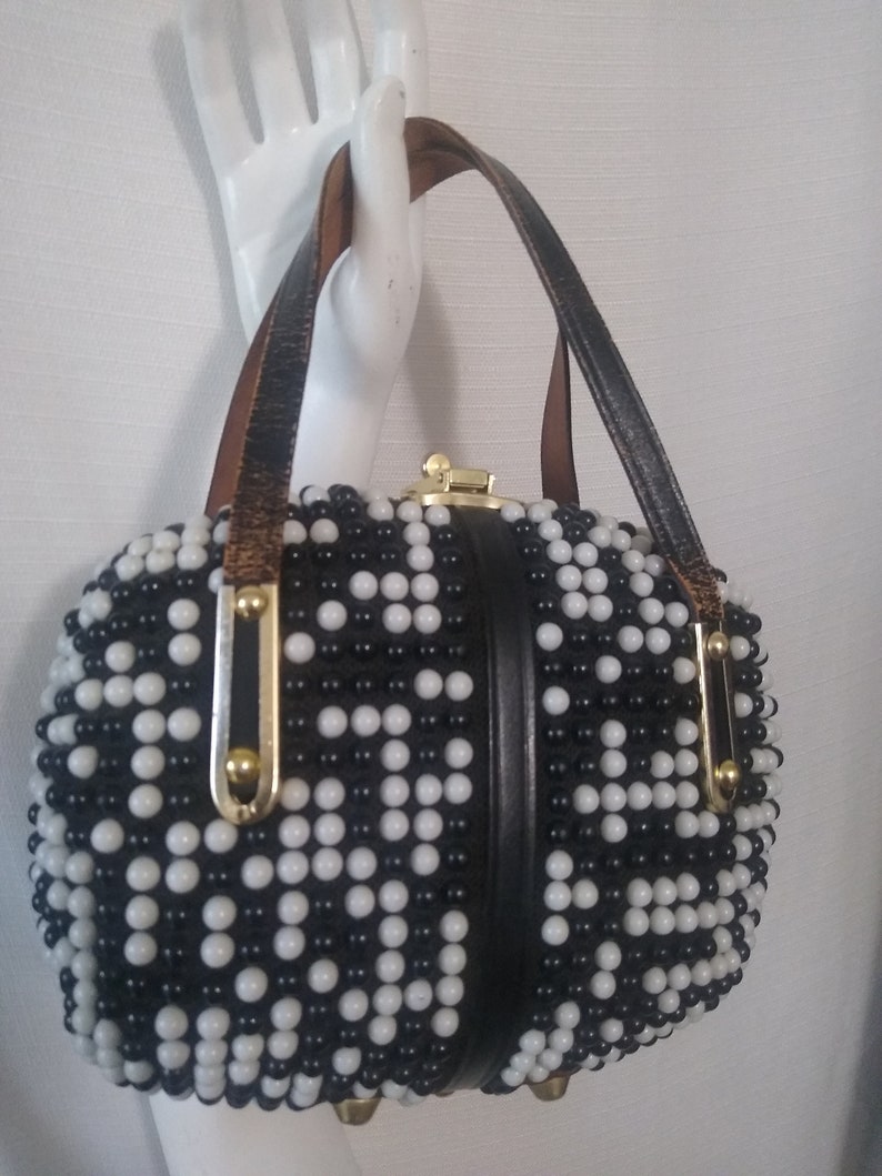 Vintage Black and White Bump Purse - Etsy