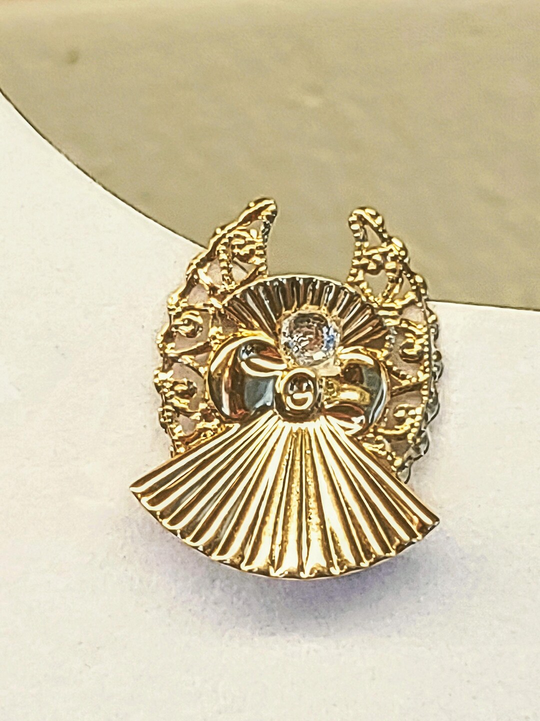 VINTAGE JANE ANGEL Pin Brass With Glass Stone (stamped 1998) - Etsy