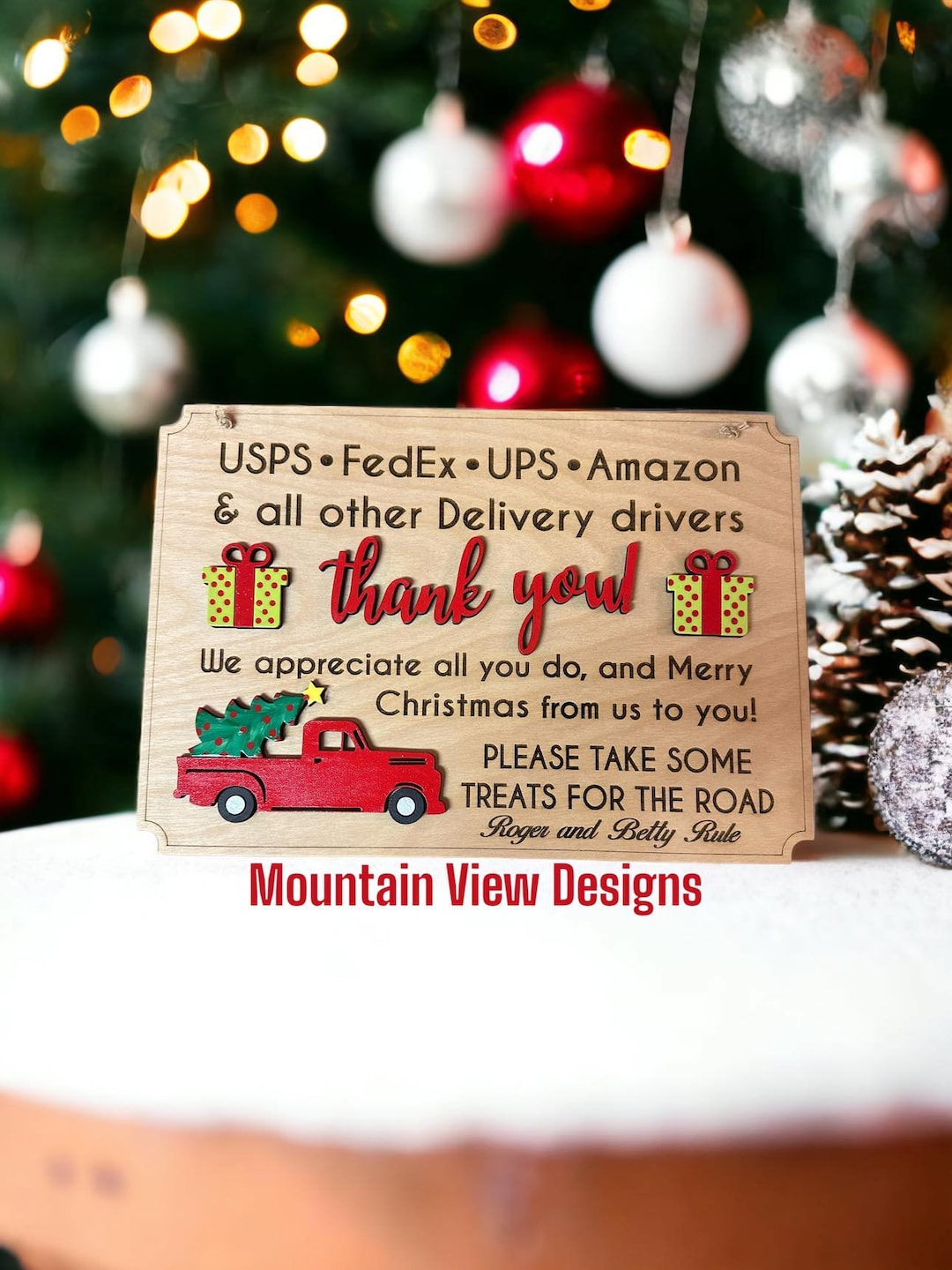 Delivery, Merry Christmas, Thank You Sign, Personalized, Hand Painted ...