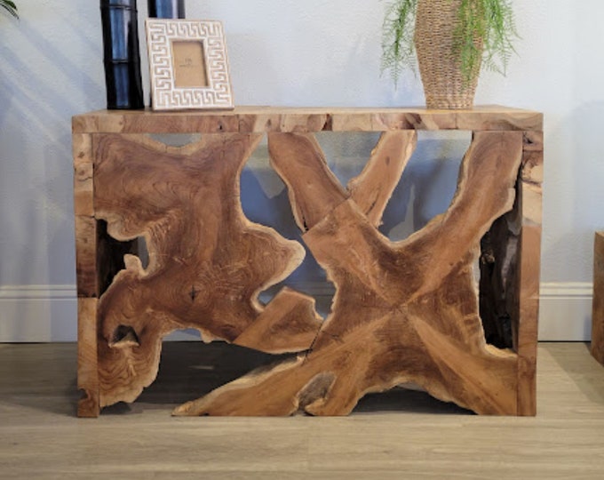 Teak Slice Console Table - 4 Ft - Etsy