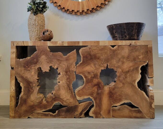 Teak Slice Console Table - Etsy