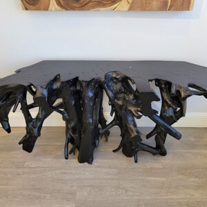 6 Ft Teak Root Console Table Charcoal Finish - Etsy