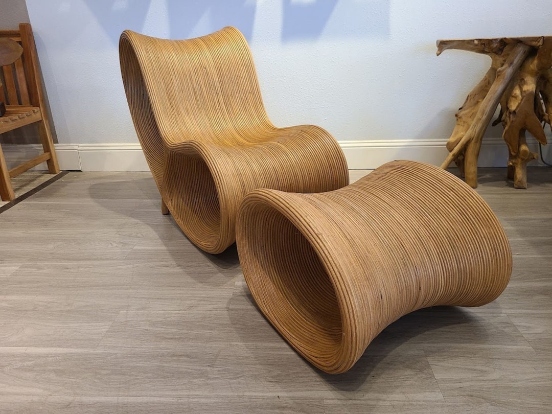 PRE-ORDER Natural Rattan Infinity Chair With Ottoman - Etsy