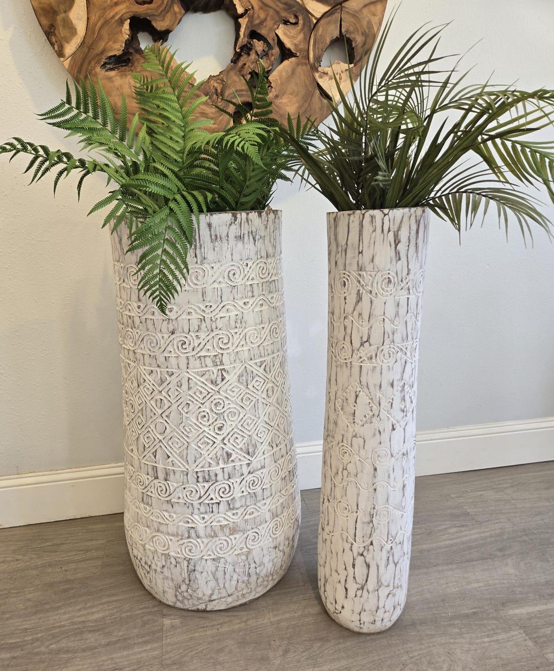 Carved Coconut Tree Vases - Set of 2 - Etsy