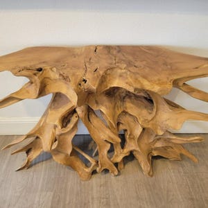 Carved Teak Root Console Table - Etsy